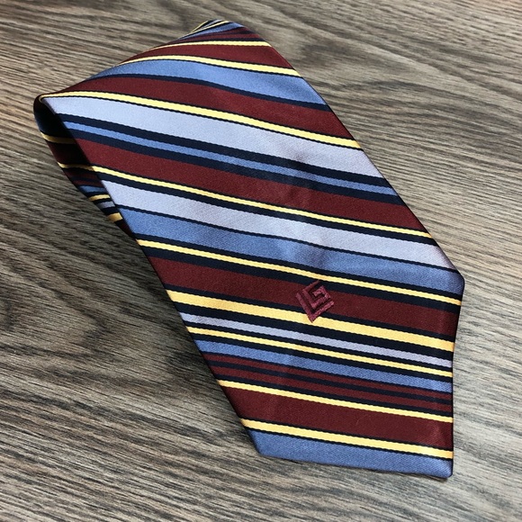 Guy Laroche Accessories Guy Laroche Red Blue Yellow Navy Stripe Tie